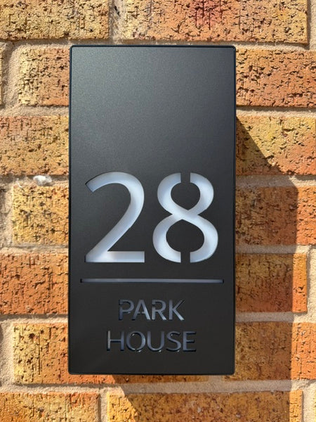 Illuminated House Sign, Hardwired - Portrait - One Of A Kind Design UK