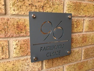 Modern Contemporary Square House Sign With Stainless Steel Mounts - One ...