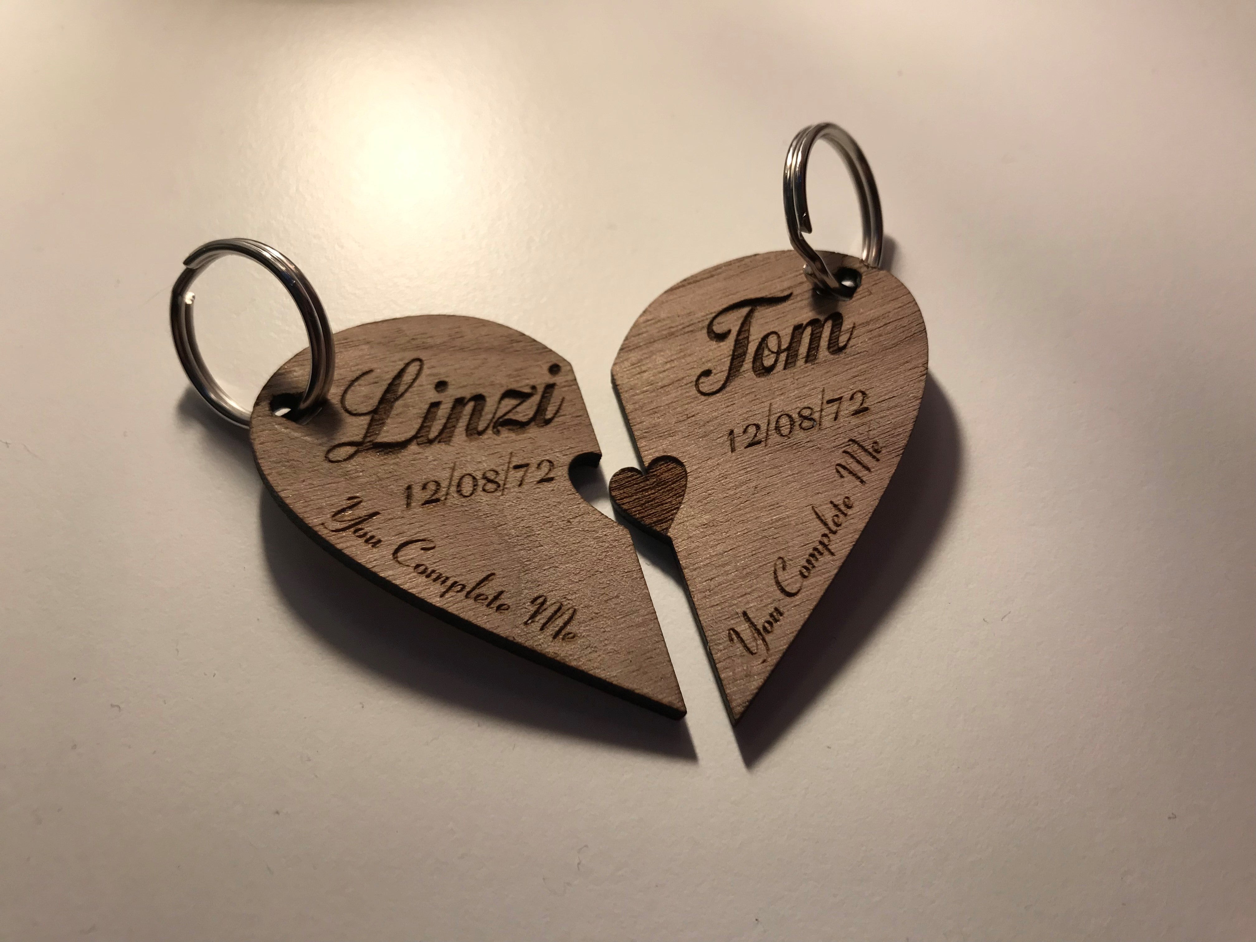 Personalised Interlocking Heart Keyrings - One Of A Kind Design UK