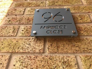 Modern Contemporary Square House Sign With Stainless Steel Mounts - One ...