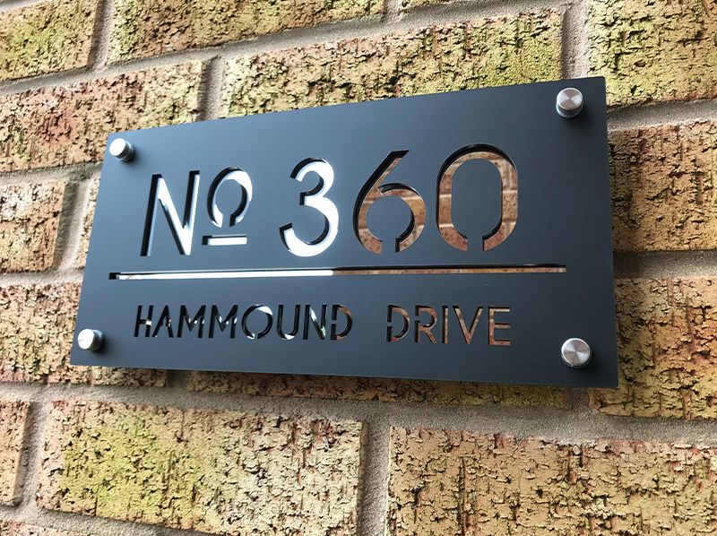 Contemporary House Sign 30x15cm With Stainless Steel Mounts - One Of A ...